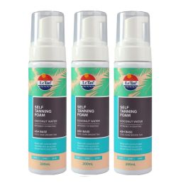 3 X Le Tan Tanning Foam Coconut Water Ash Base 200ml